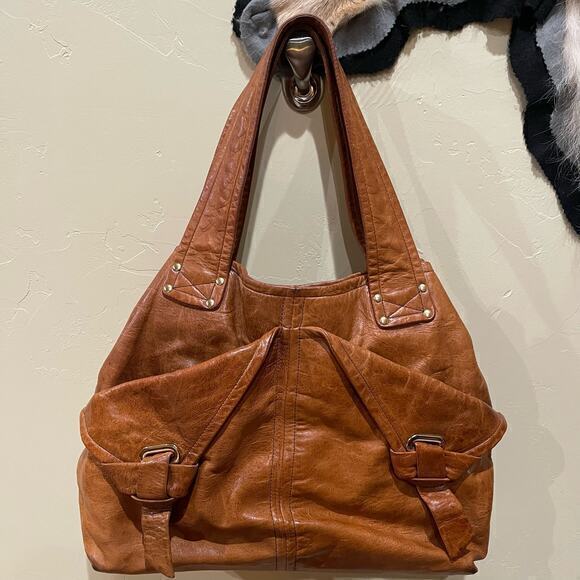 Kooba | Bags | Kooba 595 Drew Leather Double Flap Handbag Whiskey ...